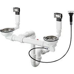 Hansgrohe Ab-/Überlaufgarnitur 43932800 Edelstahl, automatisch, für 2 Becken