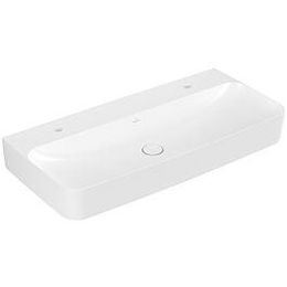 Villeroy & Boch Villeroy und Boch Finion Waschtisch 41681LRW 100x47cm, stone white C+, 2 Hahnlöcher, ohne Überlauf, Unterseite geschliffen