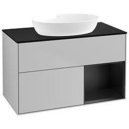 Villeroy & Boch Villeroy und Boch Finion Waschtischunterschrank GA22PDGJ 100cm, Abdeckplatte black matt, Emotion, Regale Black matt lacquer, Light grey matt