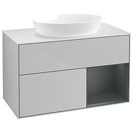 Villeroy & Boch Villeroy und Boch Finion Waschtischunterschrank GA21HGGJ 100cm, Abdeckplatte white matt, Emotion, Regale Midnight matt lacquer, Light grey matt