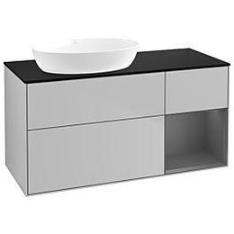 Villeroy & Boch Villeroy und Boch Finion Waschtischunterschrank GA52GKGJ 120cm, Abdeckplatte black matt, Emotion, Regale Anthracite matt lacquer, Light grey matt