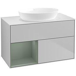 Villeroy & Boch Villeroy und Boch Finion Waschtischunterschrank FA11GMGJ 100cm, Abdeckplatte white matt, Regale Olive matt lacquer, Light grey matt