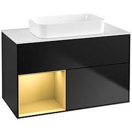 Villeroy & Boch Villeroy und Boch Finion Waschtischunterschrank F651HFPD 100x60,3x50,1cm, Regal links Gold matt, Black matt lacquer