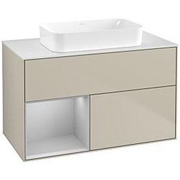 Villeroy & Boch Villeroy und Boch Finion Waschtischunterschrank F651GJHH 100x60,3x50,1cm, Regal links Light grey matt, Sand Matt Lacquer