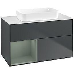 Villeroy & Boch Villeroy und Boch Finion Waschtischunterschrank F651GMHG 100x60,3x50,1cm, Regal links Olive Matt Lacquer, Midnight Blue Matt Lacquer