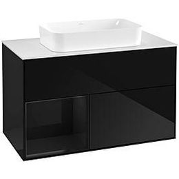 Villeroy & Boch Villeroy und Boch Finion Waschtischunterschrank F651PHPH 100x60,3x50,1cm, Regal links Glossy Black Lacquer, Glossy Black Lacquer