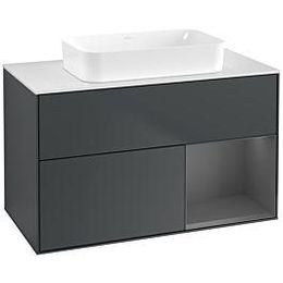 Villeroy & Boch Villeroy und Boch Finion Waschtischunterschrank F661GKHG 100x60,3x50,1cm, Regal rechts Anthracite matt, Midnight Blue Matt Lacquer