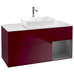 Villeroy & Boch Villeroy und Boch Finion Waschtischunterschrank G831GKHB 120cm, Abdeckplatte white matt, Emotion, Regale Anthracite matt lacquer, Peony Matt