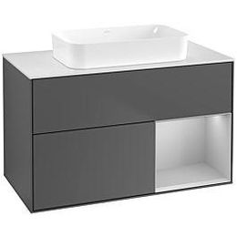 Villeroy & Boch Villeroy und Boch Finion Waschtischunterschrank G661GJGK 100x60,3x50,1cm, Regal rechts Light grey matt, Anthracite matt