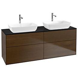 Villeroy & Boch Villeroy und Boch Finion Waschtischunterschrank G84200GN 160x60,3cm, Emotion, Abdeckplatte black matt, Walnut veneer