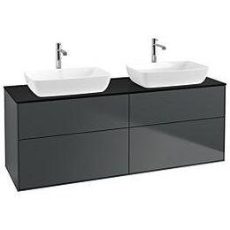 Villeroy & Boch Villeroy und Boch Finion Waschtischunterschrank G84200HG 160x60,3cm, Emotion, Abdeckplatte black matt, Midnight Blue Matt Lacquer