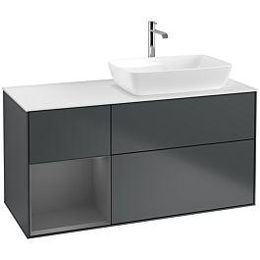 Villeroy & Boch Villeroy und Boch Finion Waschtischunterschrank F801GKHG 120cm, Abdeckplatte white matt, Regale Anthracite matt lacquer, Midnight Blue Matt Lacquer
