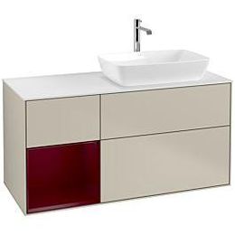 Villeroy & Boch Villeroy und Boch Finion Waschtischunterschrank F801HBHH 120cm, Abdeckplatte white matt, Regale Peony matt lacquer, Sand Matt Lacquer