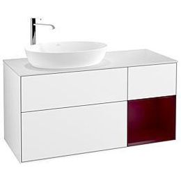 Villeroy & Boch Villeroy und Boch Finion Waschtischunterschrank F931HBGF 120cm, Abdeckplatte white matt, Regale Peony matt lacquer, Glossy white lacquer