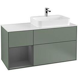Villeroy & Boch Villeroy und Boch Finion Waschtischunterschrank G391GKGM 120cm, Abdeckplatte white matt, Emotion, Regal links Anthracite matt, Olive Matt Lacquer