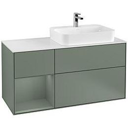 Villeroy & Boch Villeroy und Boch Finion Waschtischunterschrank G391GMGM 120cm, Abdeckplatte white matt, Emotion, Regal links Olive Matt Lacquer, Olive Matt Lacquer