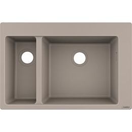 Hansgrohe Einbauspüle 43315380 770 x 510 mm, 1 Haupt- und Zusatzbecken, betongrau