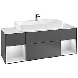Villeroy & Boch Villeroy und Boch Finion Waschtischunterschrank G211MTGK 160cm, Abdeckplatte white matt, Emotion, Regale White matt lacquer, Anthracite matt