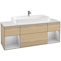 Villeroy & Boch Villeroy und Boch Finion Waschtischunterschrank G211GJPC 160cm, Abdeckplatte white matt, Emotion, Regale Light grey matt lacquer, Oak Veneer