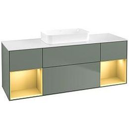 Villeroy & Boch Villeroy und Boch Finion Waschtischunterschrank F741HFGM 160x60,3x50,1cm, Regale Gold matt lacquer, Olive Matt Lacquer