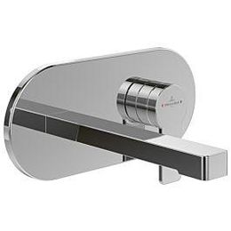 Villeroy & Boch Villeroy und Boch Architectura Waschtischarmatur TVW10311211061 mit Push-Open-Ablaufgarnitur, Wandmontage, chrom