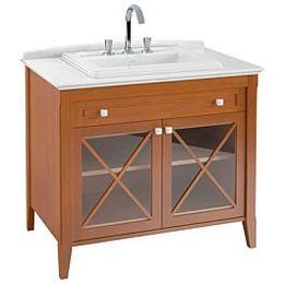 Villeroy & Boch Villeroy und Boch Hommage Waschtisch-Unterschrank 897963R1 98,5 x 90,5 x 62 cm, mit Waschtisch, Front Walnut, weiß C-plus