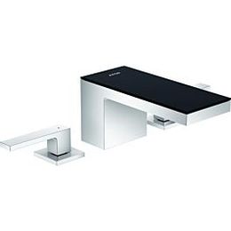 Hansgrohe Axor MyEdition Waschtisch-3-Loch-Armatur 47050600 Ausladung 151 mm, mit Push-Open Ablaufgarnitur, chrom/Schwarzglas