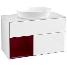 Villeroy & Boch Villeroy und Boch Finion Waschtischunterschrank GA11HBGF 100cm, Abdeckplatte white matt, Emotion, Regale Peony matt lacquer, Glossy white lacquer