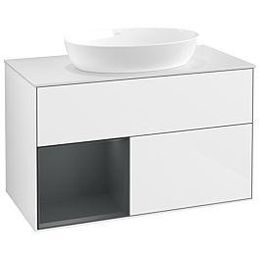 Villeroy & Boch Villeroy und Boch Finion Waschtischunterschrank GA11HGGF 100cm, Abdeckplatte white matt, Emotion, Regale Midnight matt lacquer, Glossy white lacquer