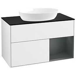 Villeroy & Boch Villeroy und Boch Finion Waschtischunterschrank GA22HGGF 100cm, Abdeckplatte black matt, Emotion, Regale Midnight matt lacquer, Glossy white lacquer