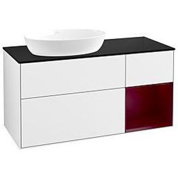 Villeroy & Boch Villeroy und Boch Finion Waschtischunterschrank GA52HBGF 120cm, Abdeckplatte black matt, Emotion, Regale Peony matt lacquer, Glossy white lacquer