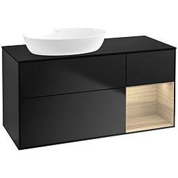 Villeroy & Boch Villeroy und Boch Finion Waschtischunterschrank FA52PCPD 120cm, Abdeckplatte black matt, Regale Oak Veneer, Black matt lacquer