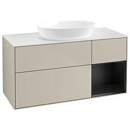 Villeroy & Boch Villeroy und Boch Finion Waschtischunterschrank GA71PDHH 120cm, Abdeckplatte white matt, Emotion, Regale Black matt lacquer, Sand Matt Lacquer