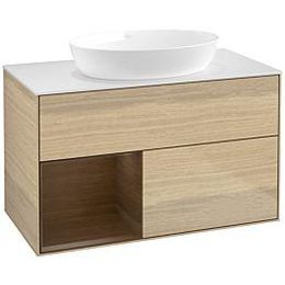 Villeroy & Boch Villeroy und Boch Finion Waschtischunterschrank FA11GNPC 100cm, Abdeckplatte white matt, Regale Walnut Veneer, Oak Veneer