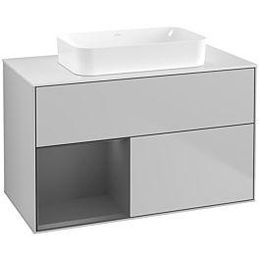 Villeroy & Boch Villeroy und Boch Finion Waschtischunterschrank F651GKGJ 100x60,3x50,1cm, Regal links Anthracite matt, Light grey matt