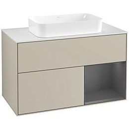 Villeroy & Boch Villeroy und Boch Finion Waschtischunterschrank F661GKHH 100x60,3x50,1cm, Regal rechts Anthracite matt, Sand Matt Lacquer