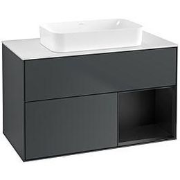 Villeroy & Boch Villeroy und Boch Finion Waschtischunterschrank F661PDHG 100x60,3x50,1cm, Regal rechts Black matt lacquer, Midnight Blue Matt Lacquer