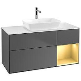 Villeroy & Boch Villeroy und Boch Finion Waschtischunterschrank G831HFGK 120cm, Abdeckplatte white matt, Emotion, Regale Gold matt lacquer, Anthracite matt