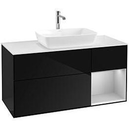 Villeroy & Boch Villeroy und Boch Finion Waschtischunterschrank F831GJPH 120cm, Abdeckplatte white matt, Regale Light grey matt lacquer, Glossy Black Lacquer