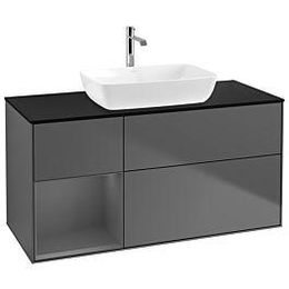 Villeroy & Boch Villeroy und Boch Finion Waschtischunterschrank G822GKGK 120cm, Abdeckplatte black matt, Emotion, Regale Anthracite matt lacquer, Anthracite matt