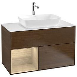 Villeroy & Boch Villeroy und Boch Finion Waschtischunterschrank G771PCGN 100cm, Abdeckplatte white matt, Emotion, Regale Oak Veneer, Walnut veneer