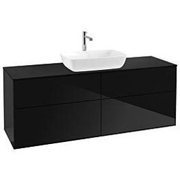 Villeroy & Boch Villeroy und Boch Finion Waschtischunterschrank G85200PH 160x60,3cm, Emotion, Abdeckplatte black matt, Glossy Black Lacquer