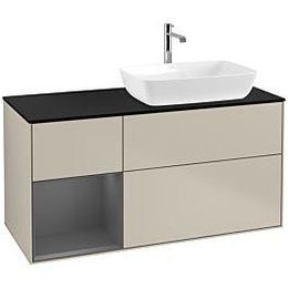 Villeroy & Boch Villeroy und Boch Finion Waschtischunterschrank F802GKHH 120cm, Abdeckplatte black matt, Regale Anthracite matt lacquer, Sand Matt Lacquer