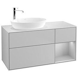 Villeroy & Boch Villeroy und Boch Finion Waschtischunterschrank F931GJGJ 120cm, Abdeckplatte white matt, Regale Light grey matt lacquer, Light grey matt