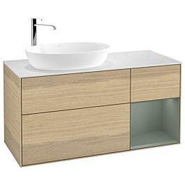 Villeroy & Boch Villeroy und Boch Finion Waschtischunterschrank F931GMPC 120cm, Abdeckplatte white matt, Regale Olive matt lacquer, Oak Veneer