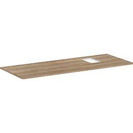 Hansgrohe Xelu Q Konsole 54124230 1360 x 550 mm, Ausschnitt rechts, Aufsatzwaschtisch mit Hahnloch, Eiche Natur