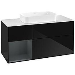 Villeroy & Boch Villeroy und Boch Finion Waschtischunterschrank G291HGPH 120cm, Abdeckplatte white matt, Emotion, Regal links Midnight Blue Matt Lacquer, Glossy Black Lacquer