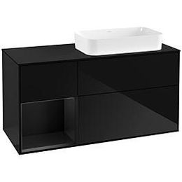 Villeroy & Boch Villeroy und Boch Finion Waschtischunterschrank G272PDPH 120cm, Abdeckplatte black matt, Emotion, Regal links Black matt lacquer, Glossy Black Lacquer