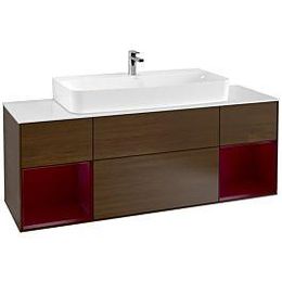 Villeroy & Boch Villeroy und Boch Finion Waschtischunterschrank G211HBGN 160cm, Abdeckplatte white matt, Emotion, Regale Peony matt lacquer, Walnut veneer