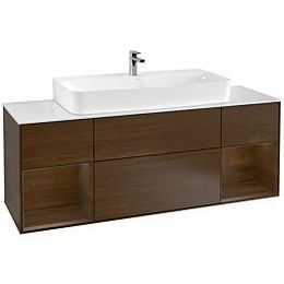 Villeroy & Boch Villeroy und Boch Finion Waschtischunterschrank F211GNGN 160cm, Abdeckplatte white matt, Regale Walnut veneer, Walnut veneer